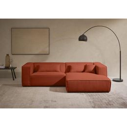 LeGer Home by Lena Gercke Ecksofa &raquo;PIARA mit Kedernaht, Cord, Leinenoptik o. Strukturstoff, Couch, L-Form&laquo; wahlweise Ottomane rechts/links, schwarze 