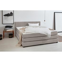 OTTO products Boxspringbett &raquo;Peetu&laquo; Taschenfederkern-Matratze, in 4 Breiten und 4 Farben, incl. Topper beige Struktur fein aus 100%-recyceltem 