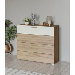 Home Affaire Schubkastenkommode &raquo;Bitry, Breite 100 cm, Sideboard mit Schubladen, viel Stauraum&laquo; Mehrzweckschrank f&uuml;hlbare Struktur, Holzoptik beige 