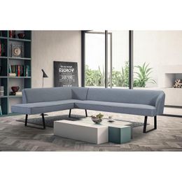 exxpo - sofa fashion Eckbank &raquo;Americano&laquo; mit Keder und Metallf&uuml;&szlig;en, Bezug in verschiedenen Qualit&auml;ten silber