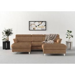 Sit & More sit&more Ecksofa &raquo;Marano L-Form&laquo; inklusive Kopfteilverstellung, wahlweise mit Bettfunktion, Bettkasten braun 100% Polyester