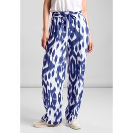 Street One Damen Street One Leinenhose Sommerhose mit All-Over Print blau 34, L&auml;nge 32