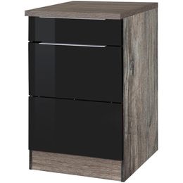 KOCHSTATION Unterschrank &raquo;KS-Brindisi&laquo; 50 cm breit schwarz Holzwerkstoff, MDF