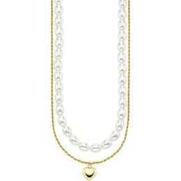 Aniston Jewelry & Watches Damen Aniston JEWELRY & WATCHES Kette mit Anh&auml;nger &raquo;Schmuck Geschenk Silber 925 Halskette mit Perlen und Herzanh&auml;nger&laquo; mit 