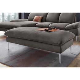 W.Schillig Hocker &raquo;enjoy&MORE&laquo; F&uuml;&szlig;e silber matt, Breite 151 cm grau Chenille-Flachgewebe R66 (85% Polyester, 15% Nylon);Longlife Xtra-Leder Z59: 