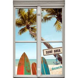queence Wandsticker &raquo;Surf Area Beach&laquo; Wandsticker, Wandbild, selbstklebend, 3D, Fenster bunt