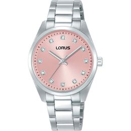Lorus Damen Lorus Quarzuhr Armbanduhr, Damenuhr, Edelstahlarmband, analog, Glaskristalle silber