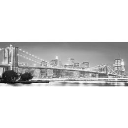 Komar Fototapete &raquo;Brooklyn Bridge - Gr&ouml;&szlig;e 368 x 127 cm&laquo; bedruckt glatt Wohnzimmer, Schlafzimmer schwarz Papier