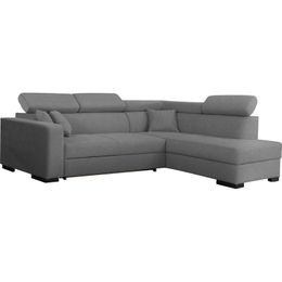Home Affaire Ecksofa &raquo;Tulio L-Form&laquo; wahlweise mit Bettfunktion und Bettkasten, incl. 3 Zierkissen grau Struktur fein (100% Polyester);Struktur (100% 