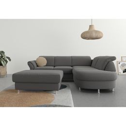 Sit & More sit&more Ecksofa &raquo;Apulia L-Form&laquo; wahlweise Bettfunktion, Bettkasten und Kopf- und Armteilverstellung grau Webstoff (100% Polyester);Struktur weich (90