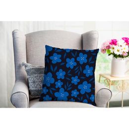 queence Dekokissen &raquo;Fango&laquo; Kissenh&uuml;lle,Blaue Blumen,Schwarzer Hintergrund,Kontrastreich,Eleganz blau Obermaterial: 100% Polyester
