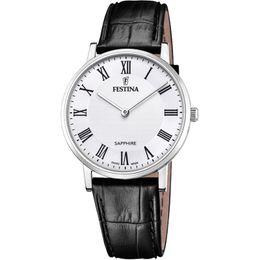 Festina Herren Quarzuhr &raquo;Swiss Made Collection&laquo; Armbanduhr, Herrenuhr, Damenuhr, Lederband, Saphirglas, Swiss Made schwarz