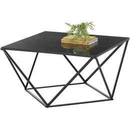 Stolkom Couchtisch &raquo;Senta Glastisch quadratisch schwarz, moderner Tisch BxHxT 80x45x80 cm&laquo; Quadratisch, Glas in schwarz get&ouml;nt, Formsch&ouml;nes Gestell schwarz 