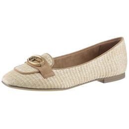 Tamaris Damen Ballerina , Blockabsatz, Schlupfschuh, Businessschuh mit -Schmuckelement beige 42
