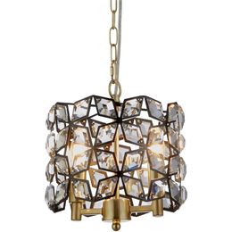 Searchlight H&auml;ngeleuchte &raquo;Iris 2Lt 25cm Round Pendant- Black Metal, Crystal & Brass&laquo; E14 1 Stk.
