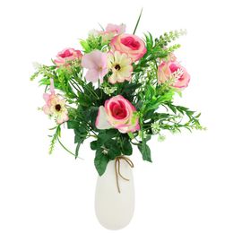 I.GE.A. Kunstblume &raquo;Rosenstrau&szlig; in Vase&laquo; K&uuml;nstliches Bouquet Strau&szlig; Seidenblumen Blume Blumenschmuck Dekoblumen rosa Polyester