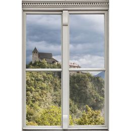 queence Wandsticker &raquo;Schloss&laquo; Wandsticker, Wandbild, selbstklebend, 3D, Fenster gr&uuml;n