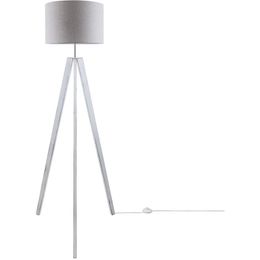Paco Home Stehlampe &raquo;Canvas uni Color&laquo; E27 Stehlampe Vintage Fu&szlig; LED Lampe Wohnzimmer Skandinavischer Stil E27 wei&szlig;