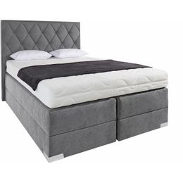 Westfalia Schlafkomfort Boxspringbett grau Bezug der Obermatratze: 100% Polyester, Bezug abnehm- und waschbar bis 60&deg;C;Unterbox und Kopfteil: Microvelours-Bezug (100% 