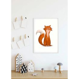Komar Bild &raquo;Cute Animal Fox&laquo; Tiere 1 Stk. tlg. Wandbild zur Dekoration - ohne Rahmen bunt Holz, Papier