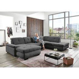 Die PlanBar Ecksofa &raquo;MP-IN16012 L-Form, mit Federkern-Polsterung&laquo; inkl. Sitztiefenverstellung wahlweise mit weiteren Funktionen grau 85% Polyester;15%