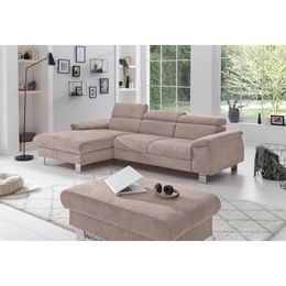 COTTA Ecksofa &raquo;Komaris L-Form, B: 244 cm&laquo; mit Kopfteilverstellung, optional Bettfunktion, Bettkasten & Licht braun Microfaser PRIMABELLE (100% 