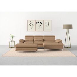 Sit & More sit&more Ecksofa &raquo;Cabrio L-Form, B: 295 cm, mit Sitztiefen-, Arm- & Kopfteilverstellung&laquo; 2 Nierenkissen, Federkern, optional Bettfunktion und Stauraum