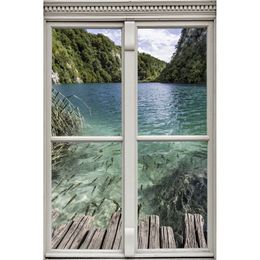 queence Wandsticker &raquo;Fische&laquo; Wandsticker, Wandbild, selbstklebend, 3D, Fenster blau