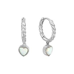 Vivance Damen Paar Creolen &raquo;925/- Sterling Silber rhodiniert synth. Opal&laquo; wei&szlig;
