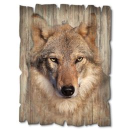 Artland Holzbild &raquo;Wolf&laquo; Wildtiere 1 Stk. tlg. braun