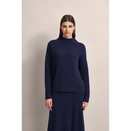 Bugatti Damen Bugatti Rundhalspullover mit leichtem Turtleneck blau XL