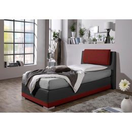 Maintal Boxspringbett verstellbare Kopfst&uuml;tze rot Strukturstoff-Bezug 100% Polyester;Kunstleder 100% PU;Bezug der Spiegelfl&auml;che Matratzendrell aus 100% 
