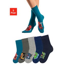 H.I.S. H.I.S Herren Socken Packung, 5 Paar tlg. mit Dinosauriermotiven bunt 19-22