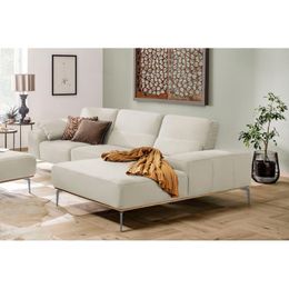 W.Schillig Ecksofa &raquo;run, Designsofa mit tollem Sitzkomfort, bequem, L-Form&laquo; mit elegantem Holzsockel, F&uuml;&szlig;e in Silber matt, Breite 319 cm wei&szlig; Longlife