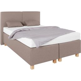 Westfalia Schlafkomfort Boxspringbett mit Zierkissen beige