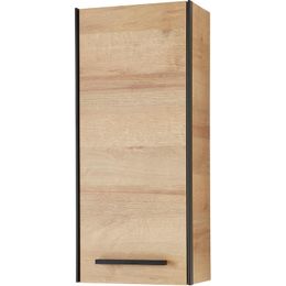 H&auml;ngeschrank &raquo;Quickset 395 Wand-Badschrank 30 cm breit mit 1 T&uuml;r und 2 Einlegeb&ouml;den&laquo; Badezimmer-H&auml;ngeschrank inkl. T&uuml;rd&auml;mpfer, Griffe in Schwarz braun