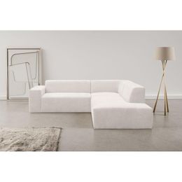 WERK2 Ecksofa &raquo;Zeus-M, tolles Sofa mit sch&ouml;nen Details, L-Form&laquo; Curvy Trend Garnitur, urbane Optik, komfortable Wellenunterfederung beige 100% 