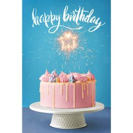 queence Metallbild &raquo;Happy Birthday&laquo; Schriftzug Spr&uuml;che 1 Stk. tlg. Stahlschild, Blechschild, Spr&uuml;che, Texte, Geburtstag rosa Metall, Stahl