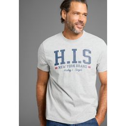 H.I.S. H.I.S Herren T-Shirt mit trendigem Markenlogo im Collage-Look grau S (44/46)