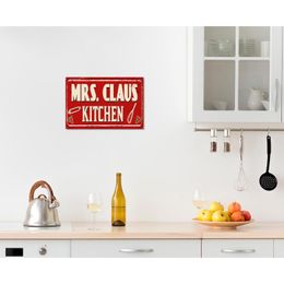queence Metallbild &raquo;Mrs. Claus Kitchen&laquo; Schriftzug Schriftz&uuml;ge Weihnachten 1 Stk. tlg. Stahlschilder rot Metall, Stahl