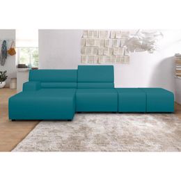 Egoitaliano Ecksofa &raquo;Babouche, Designsofa mit au&szlig;ergew&ouml;hnlichem Sitzkomfort zum Wohlf&uuml;hlen&laquo; blau Leder CAREZZA (echtes Rindsleder) ist ein Naturleder, dass die 