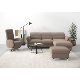Sit & More sit&more Ecksofa &raquo;Grenoble L-Form mit Federkern&laquo; wahlweise mit Bettfunktion, Bettkasten, Arm- und Kopfteilverstellung grau