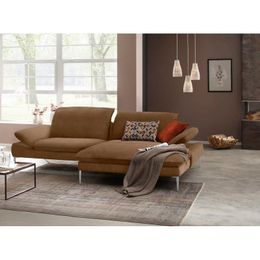W.Schillig Ecksofa &raquo;enjoy&MORE, Designsofa, elegant und bequem, L-Form&laquo; mit Sitztiefenverstellung, F&uuml;&szlig;e Chrom gl&auml;nzend, Breite 294 cm braun Chenille-