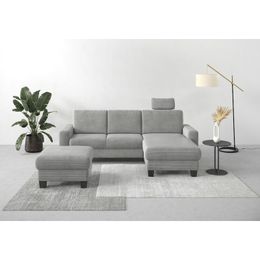 Home Affaire Ecksofa &raquo;Summer L-Form&laquo; mit Recamiere, mit oder ohne Bettfunktion und Bettkasten, Cord-Bezug silber 100% Polyester