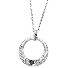 Firetti Damen Kette mit Anh&auml;nger &raquo;Schmuck Geschenk Silber 925 Halsschmuck Halskette Ankerkette Pav&eacute;&laquo; mit Zirkonia (synth.) schwarz