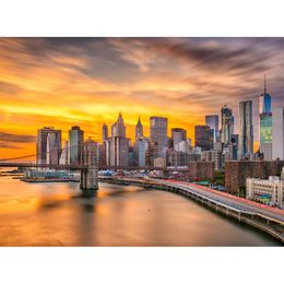 papermoon Fototapete &raquo;Manhattan Skyline Sunset&laquo; glatt bunt Vlies