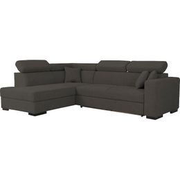 Home Affaire Ecksofa &raquo;Tulio L-Form&laquo; wahlweise mit Bettfunktion und Bettkasten, incl. 3 Zierkissen grau Struktur fein (100% Polyester);Struktur (100% 