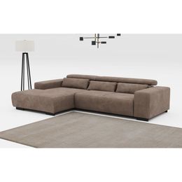 COTTA Ecksofa &raquo;Side L-Form, mit Kopfteilverstellung & 3 Nierenkissen&laquo; optional motorische Sitztiefenverstellung grau 96% POLYESTER (PES) / 4% POLYAMID