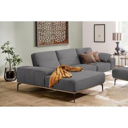 W.Schillig Ecksofa &raquo;run, Designsofa mit tollem Sitzkomfort, bequem, L-Form&laquo; mit Holzsockel, F&uuml;&szlig;e in Schwarz pulverbeschichtet, Breite 319 cm grau 