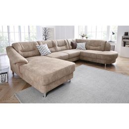 Sit & More sit&more Wohnlandschaft &raquo;Salsa U-Form&laquo; mit Federkern, wahlweise mit Bettfunktion beige Struktur (100% Polypropylen);Bedruckte Microfaser (100% 